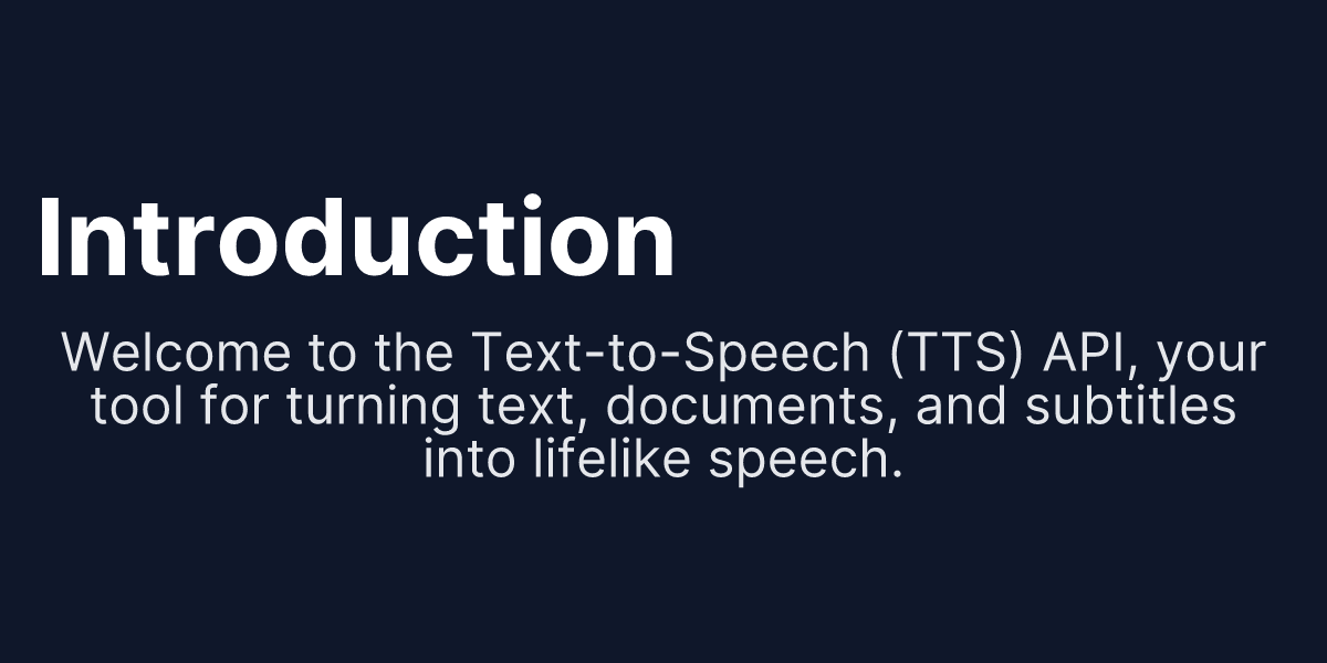 Introduction - Text To Speech OpenAI API